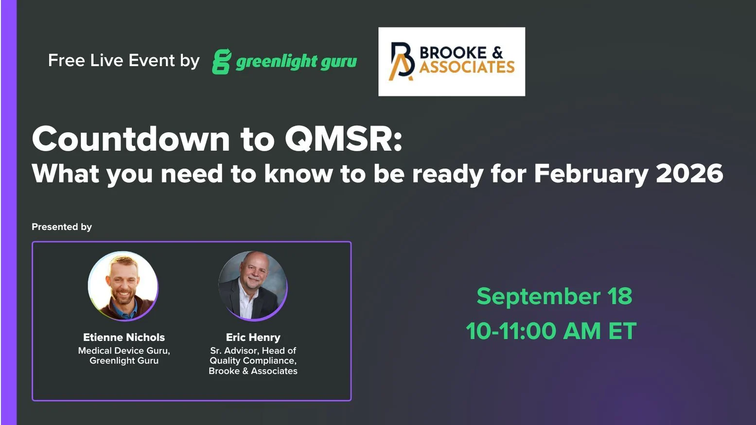 Register for the webinar - Countdown to QMSR: What you need to know to be ready for February 2026